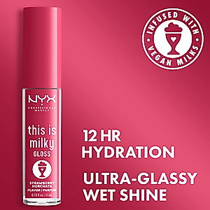 NYX PROFESSIONAL MAKEUP This Is Milky Gloss, Lip Gloss with 12 Hour Hydration, Vegan - Strawberry Horchata (Mauve Pink)