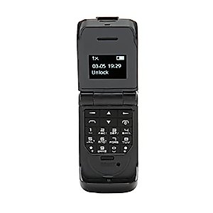 VINGVO Mini Flip Phone, Support Micro SIM Card 32MB 64MB Flip Phone 0.66 Inch Bluetooth 64x48 300mAh Battery for Seniors (Black)
