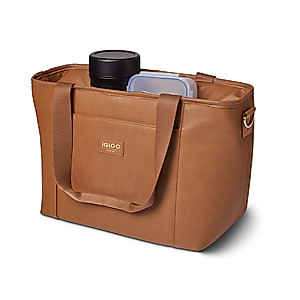 Igloo Cognac 24-Can Luxe Tote Modern Sleek SoftSided Bag