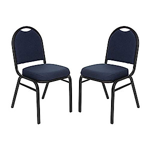 OEF Furnishings Premium Fabric Upholstered Stack Banquet Chair, Blue/Black