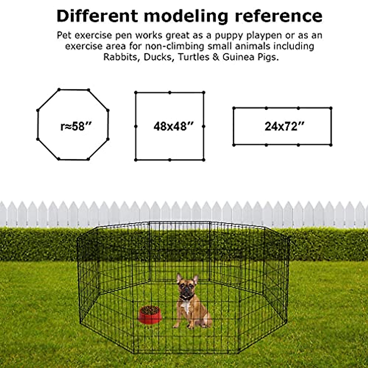 BestPet 24 Tall Foldable Dog Playpen Crate Fence Pet Kennel Play Pen Exercise Cage 8 Panel Black