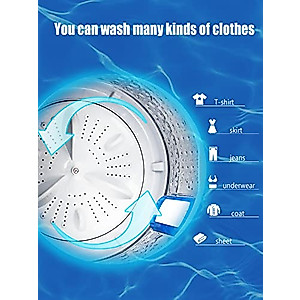 Krib Bling Full-Automatic Washing Machine with Drain Pump, 17.7 lbs Compact Washer, 10 Wash Program & 8 Water Level, Ideal for Apartment, Dorm, RV Grey