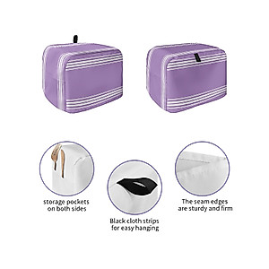 Toaster Dust Cover for Kitchen 2 Slice, Farmhouse Purple White Stripe Bread Maker Covers Toasters for Fingerprint Protector Washable Small Appliance Covers Accessories (12x7.5x8in)