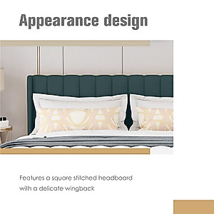 AGARTT Upholstered Platform Bed Frame Full Size with Headboard and Footboard/Wooden Slats Support/No Box Spring Needed/Easy Assembly,Green Velvet