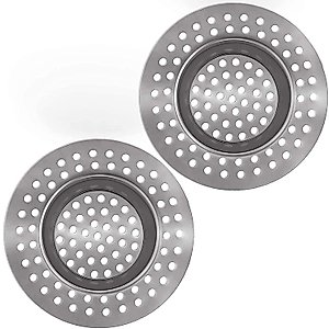 2 pcs Stainless Steel Kitchen Sink Strainer Plug, Standard Strainer Drain Protector for Bathroom/Kitchen, Hair Catcher for Bathtub/Shower 3 inches 7.5 cm Bathroom Strainer