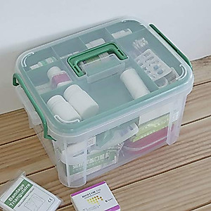 Nesmilers Family First-Aid Box, Clear Medicine Storage Box with Tray