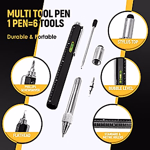 BIIB Gifts for Men, Multitool Pen Dad Gifts for Men, Birthday Gifts for Men, Cool Stuff Tools Gadgets for Men, Mens Gifts for Boyfriend, Husband, Grandpa, Him, Gifts for Men Who Have Everything