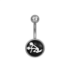blue palm jewelry 5 - Kama Sutra Sex Position Nasty Surgical Steel Belly Button Dangle Ring 14 Gauge 3/8 Inch Barbell B625