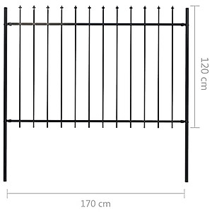 Garden Fence with Spear Top,Garden Fence Border,Portable Fence,Privacy Fence,Fencing for Yard,Private Fence,Garden Fence for Dogs,for Patio,Backyard,Outdoor Pool,Porch, Steel 66.9"x47.2" Black