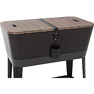 Sunjoy 80 Qt Rolling Cooler Cart Ice Chest, Patio Portable Party Mobile Cold Drink Bar Trolley, Quart, Silver