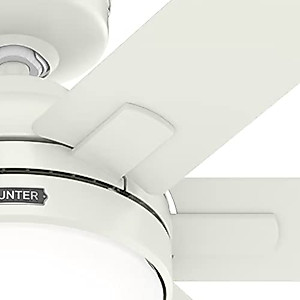 Hunter Fan 44 Inch Casual Fresh White Finish Indoor Ceiling Fan With Light Kit and Remote Control (Renewed)