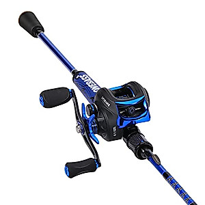 One Bass Fishing Rod Reel Combo, Baitcasting Fishing Pole with Graphite 2Pc Blanks - Blue -Right Handed - 6'