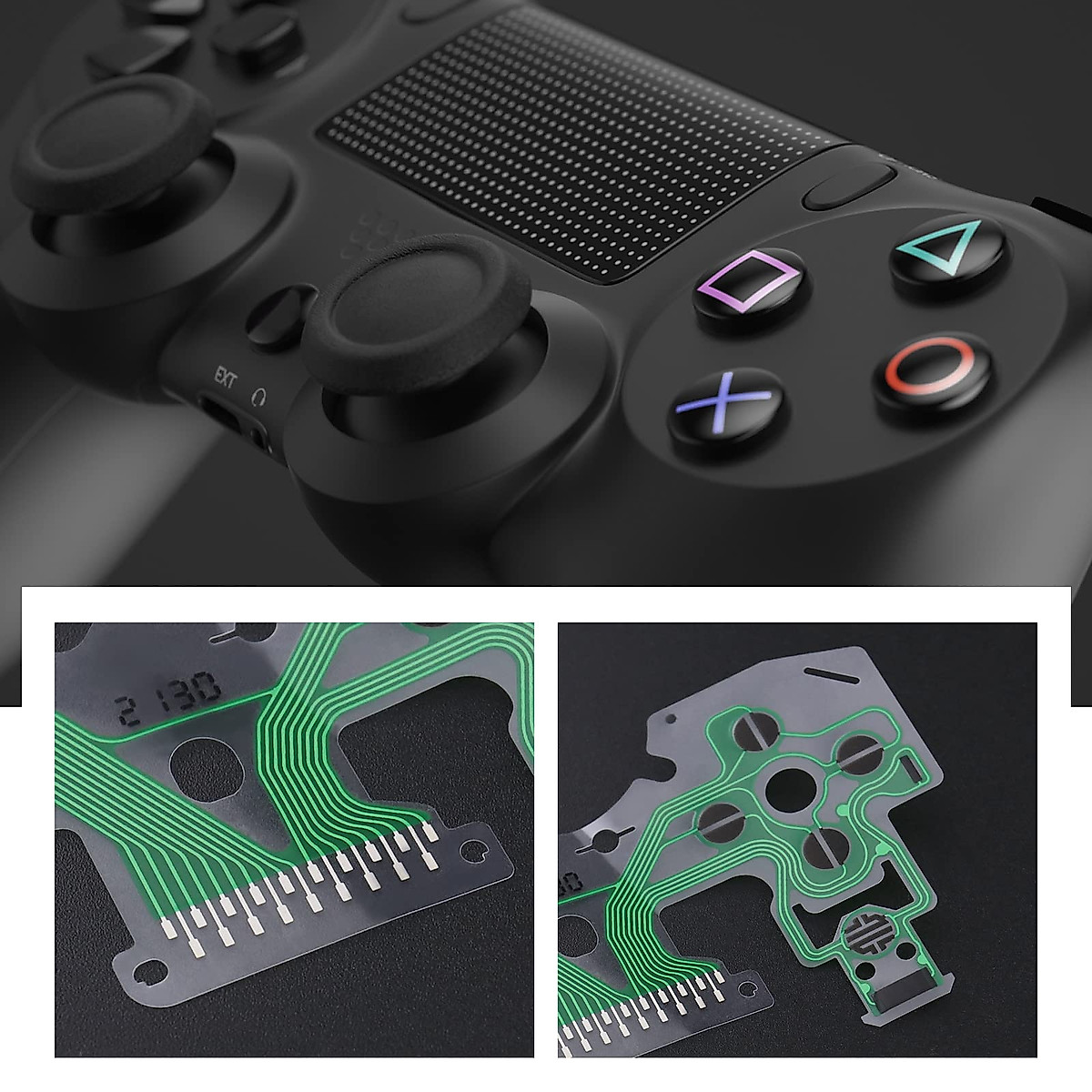3pcs Conductive Film Replacement Handle Keypad Repair Pads Flexible Controller Membrane Conductive Film Compatible with PS4 Controller JD-M-050 JD-M-055