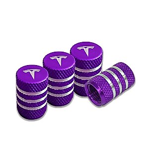 4pcs Tire dust caps, Aluminum Alloy Valve Stem Cap, Anti-Corrosion Leak-Proof Car Tire Accessory Compatible with Tesla Model Y X S 3, Universal for Cars, SUVs, Bike, Trucks Motorcycles (Purple)