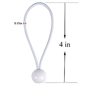 AOPRIE 30 Pcs Bungee Cords with Balls 4 inch White Ball Bungees Heavy Duty Tarp Bungee Cords Trap Weather Resistant Tie Down Strap for Camping, Tents, Cargo, Holding Wire and Hoses