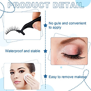 32 Pairs Self Adhesive Eyelashes with Tweezers, Reusable Adhesive False Eyelashes No Glue Natural Look Fake Eyelashes Waterproof Pre Glued Eyelashes Bulk for Women Girls Gift
