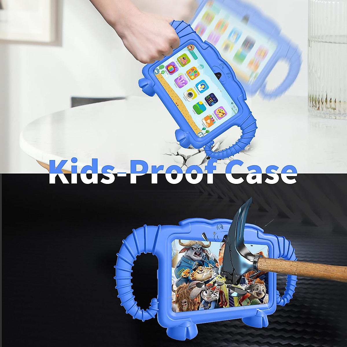 Aigopad Kids Tablet, 7 inch Android Tablet for Kids 3GB RAM 32GB ROM 128GB Expand Toddler Tablets with Shockproof Case, Bluetooth, GMS, WiFi, Parental Control, Dual Camera (Teal)