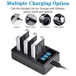 NB-6L NB-6LH Battery and 3 Slots LED Display Charger Replacement for Canon PowerShot D10 D20 ELPH 500 HS S90 S95 S120 SD770 SD980 SD1200 SD1300 SD3500 SD4000 SX540 SX530 SX500 SX170 SX260 SX270 HS
