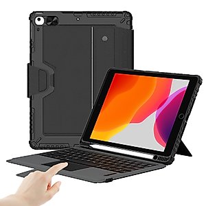 Nillkin iPad 9th Generation (10.2", 2021) Case with Detachable Keyboard, Magic Trackpad, Portrait/Landscape Modes, Rugged Keyboard Case with Camera Cover for iPad 8th/7th Gen, Black