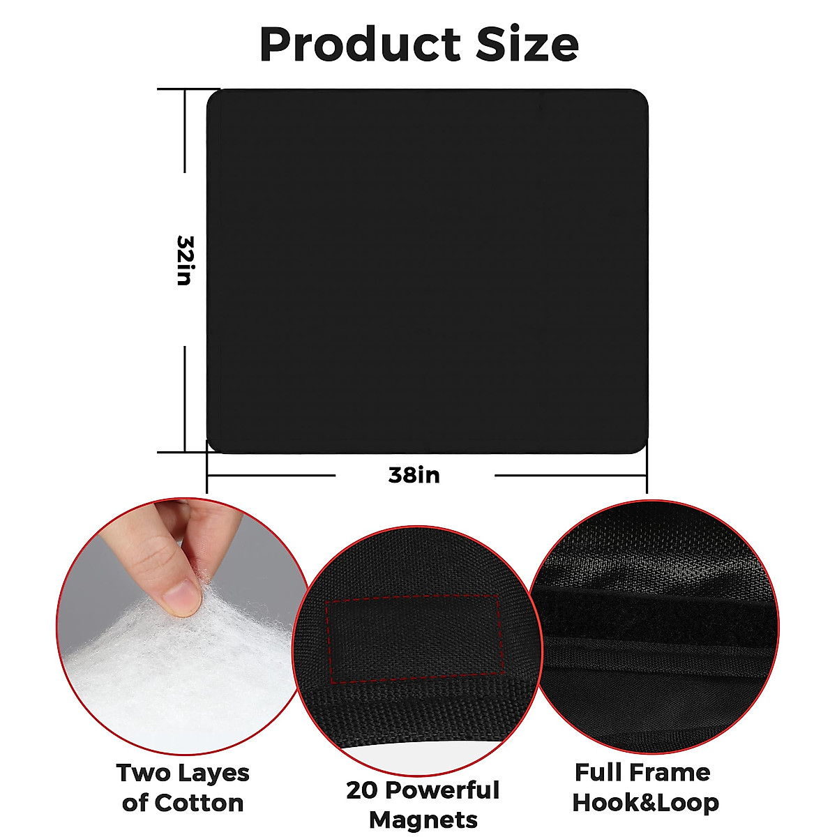 NABOWAN Fireplace Cover Easy Install - Indoor Fireplace for Draft Stopper Save Energy, Single-Sided Heat Resistant Fireproof Mat with Full Frame Hook&Loop, Fireplace Blanket with Built-in Magnets