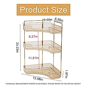 Corner Bathroom Countertop Organizer, Vanity Trays for Bathroom Counter, Makeup Organizer, Perfume Tray, Kitchen Spice Rack, Fits 90 Corner(Yellow, 3 Tiers)