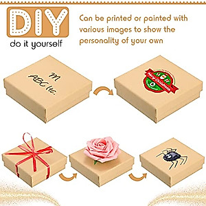 Geyee 20 Pcs Jewelry Box with Cardboard for Women Small Necklace Ring Gift Boxes Square Paper Gift Case 2 Size Kraft Box Holder for Earrings Bracelets Packaging Shipping, 2 Inches, 3.5 Inches