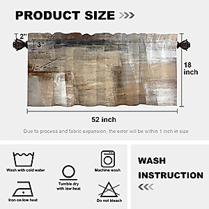 Batmerry Brown Beige Abstract Art Kitchen Valances Half Window Curtain, Brown Art Abstract Acrylic Painting Kitchen Valances for Windows Heat Insulated Valance for Decor Reducing The Light 52x18 Inch