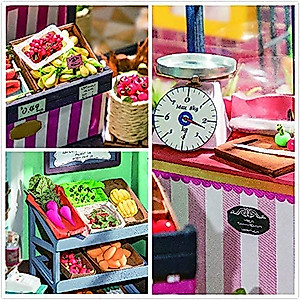 ROBOTIME DIY Miniature Dollhouse Kit with Furniture Miniature Room Kit for Adults 1:24 Scale Dollhouse - Carl's Fruit Shop