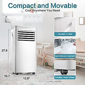 Kismile Portable Air Conditioners 8,000 BTU,Cooling, Dehumidifier & Fan 3-in-1,Air Conditioner Portable with Remote Control, Quiet AC Unit for Room/Office