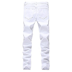 ANBOBER Men's Ripped Skinny Jeans Slim Fit Stretch Distressed Jeans for Men Straight Leg Denim Pants (White, 42)