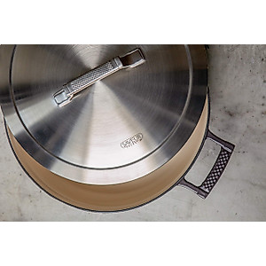 SAVEUR SELECTS Enameled Cast Iron 4-1/2-Quart Braiser with Stainless Steel Lid, Rabbit Grey, Voyage Series