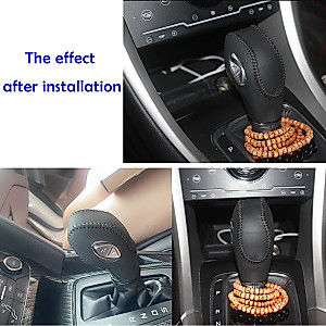 Black Leather Gear Shift Knob Cover for Ford Focus 2012 2013 2014 2015 2016/ Ford Fiesta 2014 2015 2016 / Ford Fusion S / Fusion SE 2013 2014 2015 2016 / Fusion Gear Shift Cover / Accessories for Ford