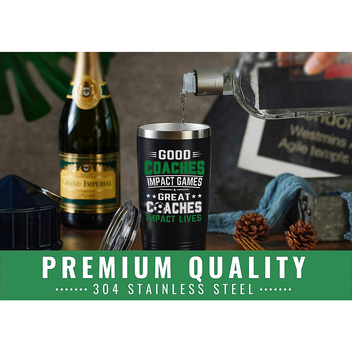 Onebttl Soccer Coach Gifts, Funny Gift Idea for Appreciation, Christmas, Birthday, 20oz Stainless Steel Insulated Tumbler Travel Mug