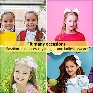 2 Packs Jumbo Cheerleading Bow 8 Inch Large Cheer Hair Bows with Ponytail Holder for Teen Girls Softball Outfit Uniform(White)