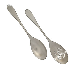Knork Original Forged, Matte XL Serving Spoon, Extra Large 2 Piece Set, Silver
