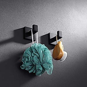 Kenivix Matte Black Towel Hook Bathroom Coat/Robe Clothes Hooks Kitchen Wall Hanging Hooks Wall Mount SUS 304 Stainless Steel 2 Pack