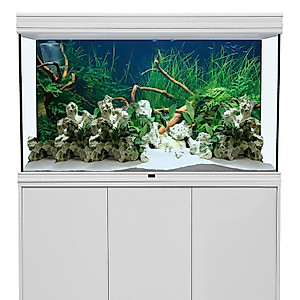 AWERT 30x18 inches Polyester Underwater Grass Plants Aquarium Background Aquatic Plants Stone River Bed and Dead Wood Stone Fish Tank Background