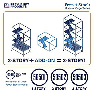 Prevue Pet Products Ferret Stack Two Story Ferret Home with Portable Stand, Escape Proof Lock, Hammock, Ramps, Expandable Add-On Cage Stacking System