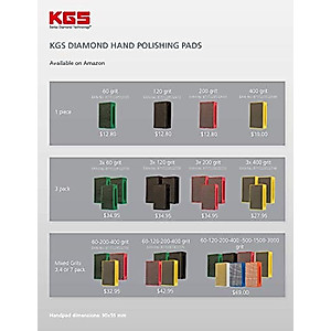 KGS PRO-PAD Diamond Hand Polishing pads (3 Pack, Combination set (grit 60, 200, 400))