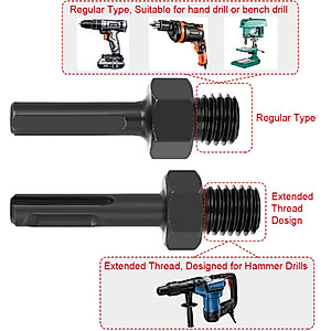ASNOMY 2PCS Core Drill Bit Adapter 5/8"-11 Thread Male to 3/8" SDS Plus Shank and Triangle Shank, 5/8" 11 Male Drill Bit Adapter for Threaded Diamond Hole Saw