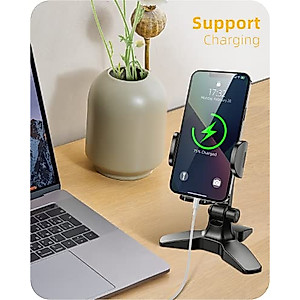 Cell Phone Stand for Desk, Adjustable Desk Phone Stand, Thick Case Friendly Cell Phone Holder Desk, Heavy Duty Phone Stand for Recording Office Home, Compatible with iPhone 14 13 12 11, Galaxy s20