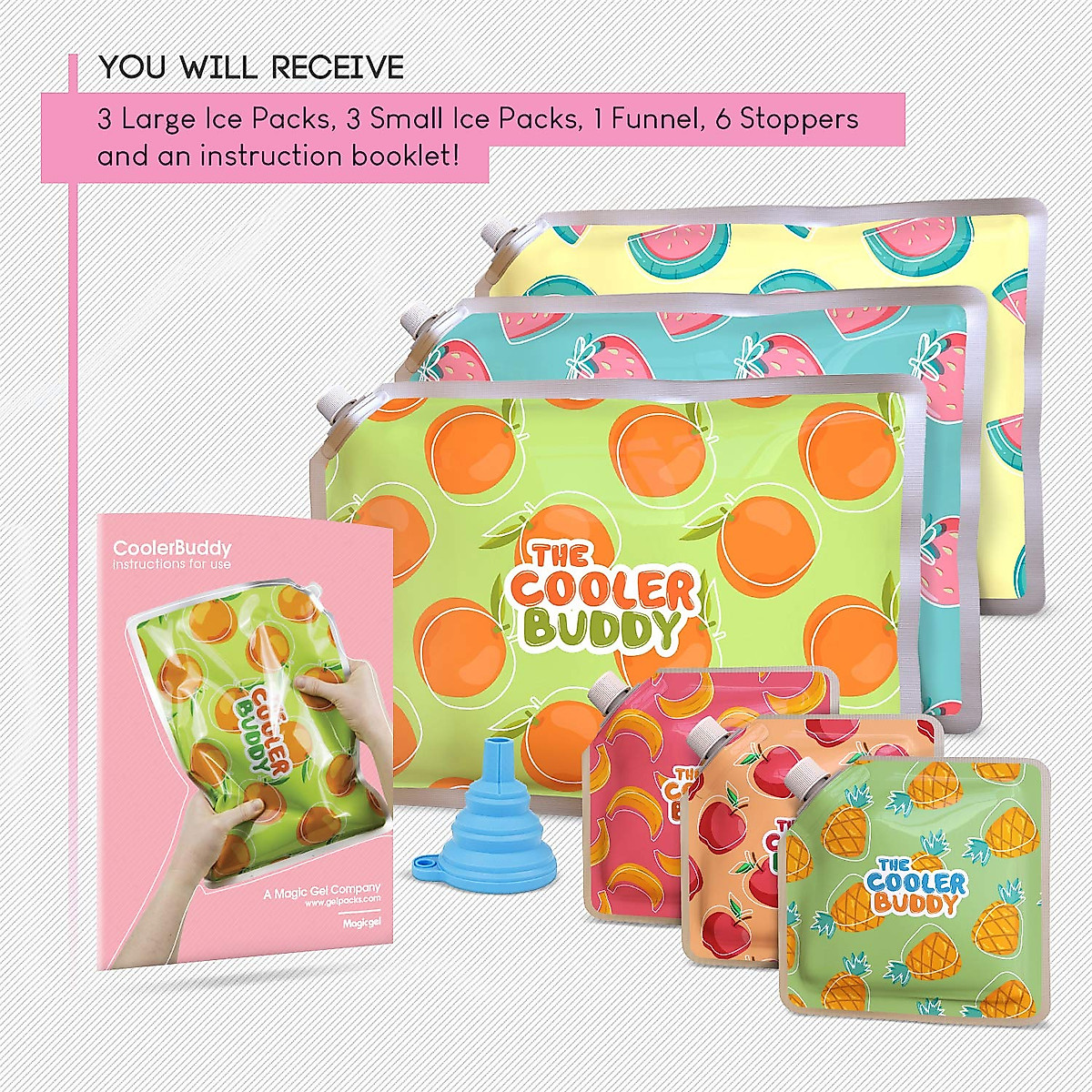 Magic Gel 6 x Ice Packs for Lunch Box and Lunch Coolers - [Long Lasting] Freezer Blocks (3 x Large, 3 x Small) Cold - [Reusable] and Great for Kids School Boxes, Picnics, Camping and More