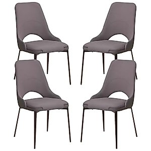 AMENAS WKWKW Kitchen Kitchen Dining Chairs Set of 4 Faux Leather Living Room Side Chairs with Metal Chair Legs for Home Commercial Restaurants(Premium Gray)