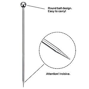 50 Pieces Stainless Steel Cocktail Picks Metal Martini Picks 4.3 inch