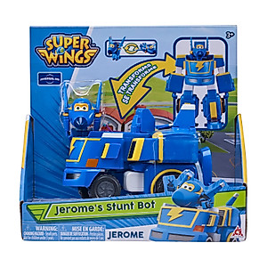 Super Wings - – Jerome’S Stunt Bot | Transforming Toy Vehicle Set | Includes Transform-A-Bot Jerome Figure | 2" Scale