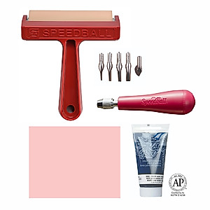 Speedball Super Value Block Printing Starter Kit – Includes Ink, Brayer, Lino Handle and Cutters, Speedy-Carve