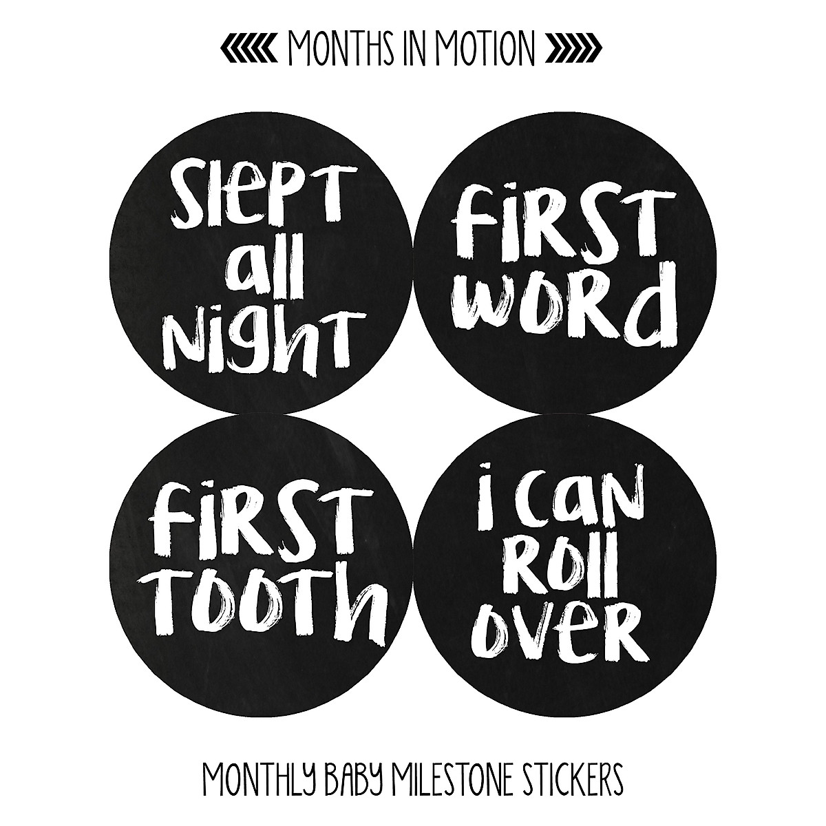 Months In Motion Baby Monthly Milestone Stickers - First Year Set of Baby Month Stickers for Newborn Photo Keepsakes (Gender Neutral - Boy or Girl Set of 20)