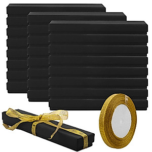 24 Pcs Gift Box Set, Cardboard Jewelry Necklace Gift Boxes Cotton Filled Cardboard Paper Jewelry Box Gift Cases Bulk for Wedding, Engagement, Anniversaries, Christmas, 8.2 x 1.57 x 1.18Inches (Black)