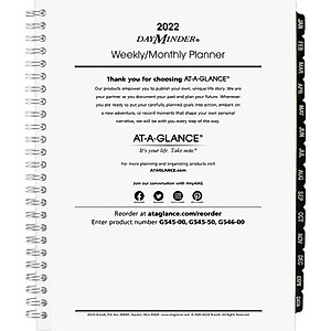 AT-A-GLANCE 2022 Weekly & Monthly Planner Refill for G545 Line Planners by AT-A-GLANCE, 7" x 8-3/4", Medium, Executive, DayMinder (G54550)