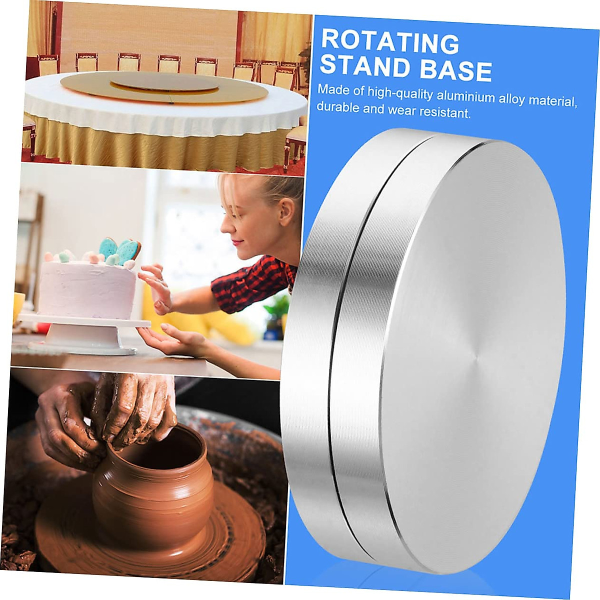 SHOWERORO 2pcs Turntable Base Decorative Trays Lazy Susan Bearing Metal Stand Round Tray Aluminium Alloy Swivel Base Tools Cake Turntable Dessert Aluminum Alloy Tv Cabinet to Rotate Wedding